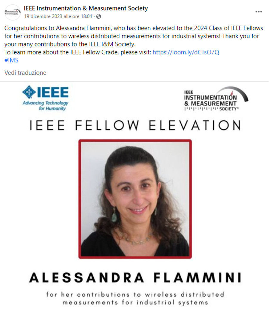 La prof.ssa Alessandra Flammini è Fellow dell'IEEE | UNIBS